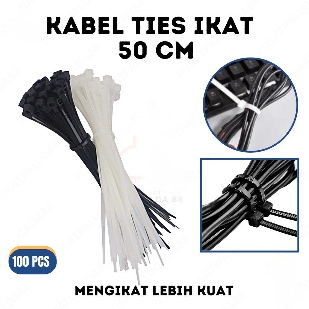 Jual Kabel ties 50cm Putih 500mm kabel tis 50 cm isi 100 pcs 2.5 mm 2,5 ...