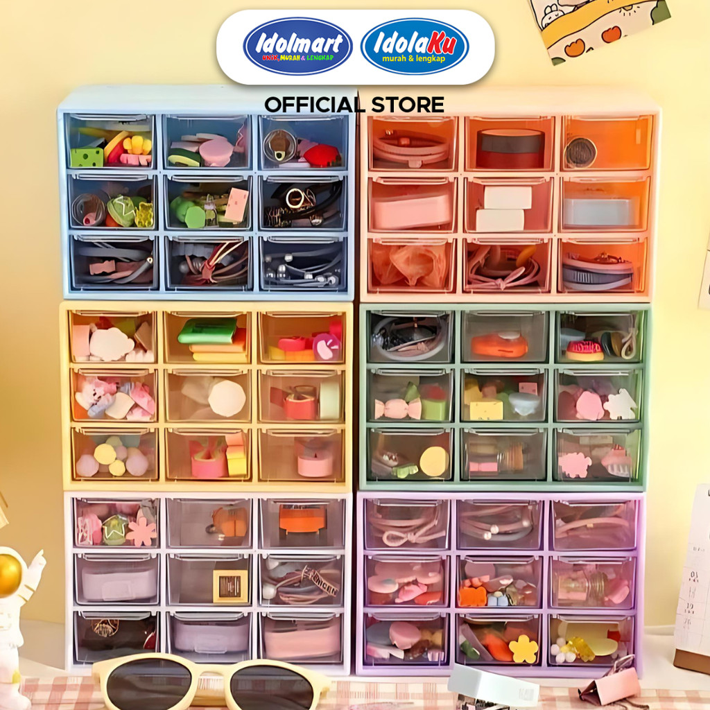 Jual IDOLAKU Kotak Laci Mini 9 Sekat Kotak Penyimpanan Serbaguna ...