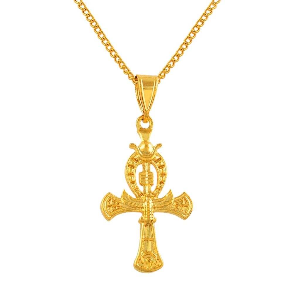 Jual Anniyo Ankh Cross Pendant Necklaces Gold Color Ancient Symbol of ...