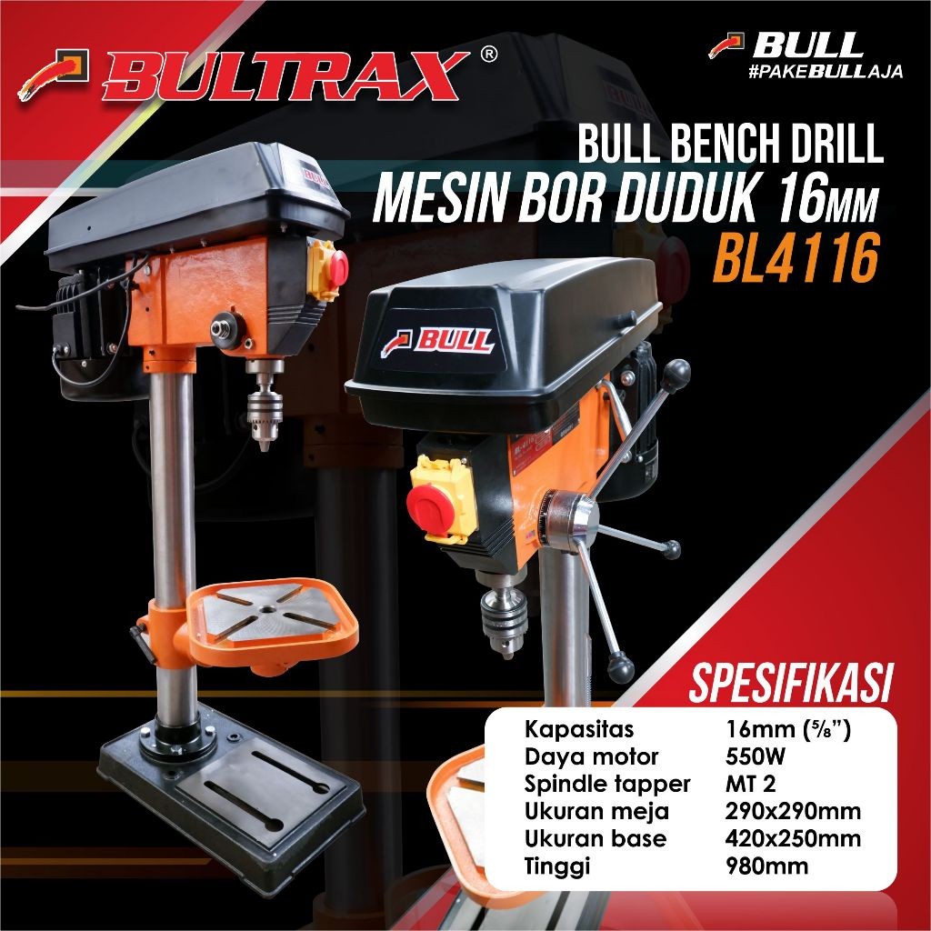 Jual BULL mesin bor duduk 16mm bench drill BL4116 | Shopee Indonesia
