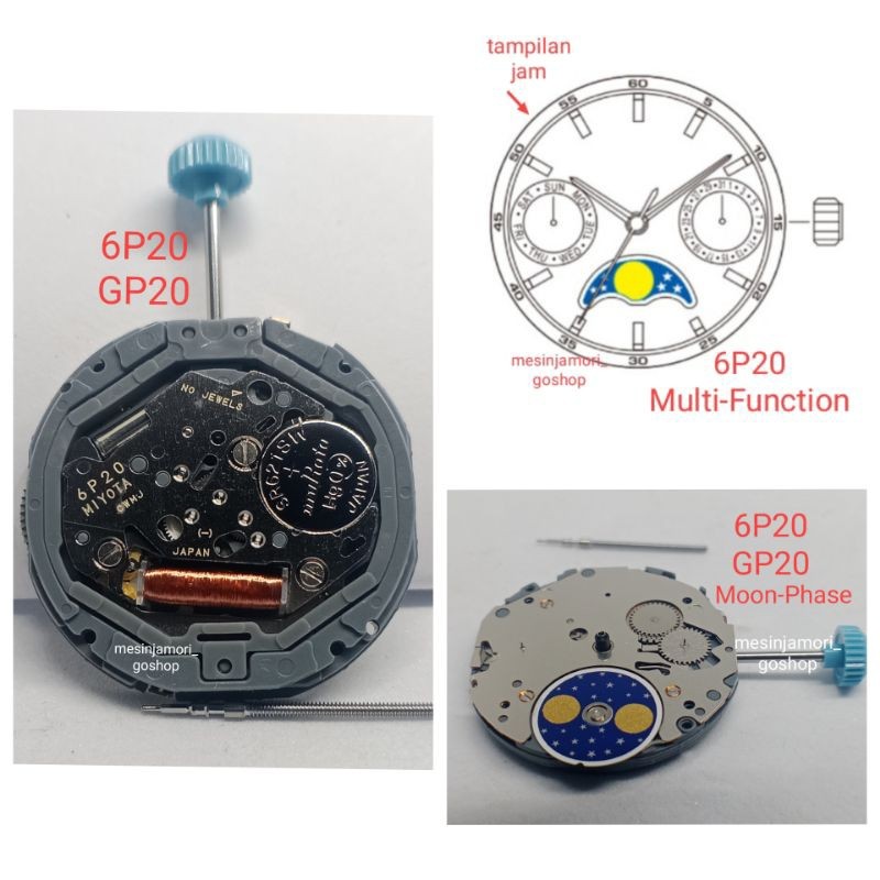 Jual mesin jam 6P20 GP20 6P25 GP25 6P26 GP26 6P28 GP28 Sun Moon Japan ...