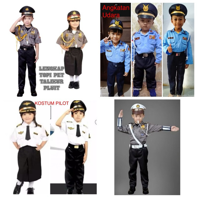 Jual Baju Seragam Kostum Profesi Anak Polisi Pilot Angkatan udara good | Shopee Indonesia