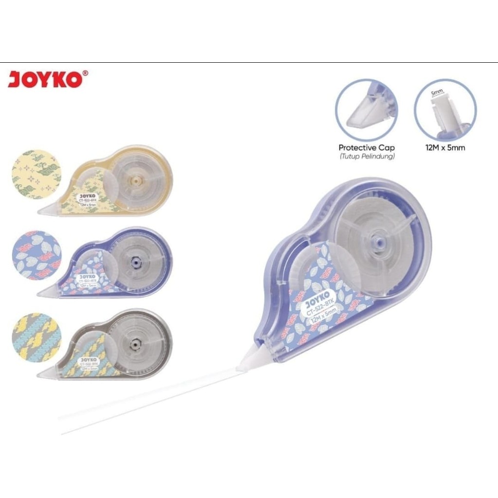 Jual CORRECTION TAPE / PENGHAPUS TIPEX ROLL JOYKO CT-522 BTK WARNA ...