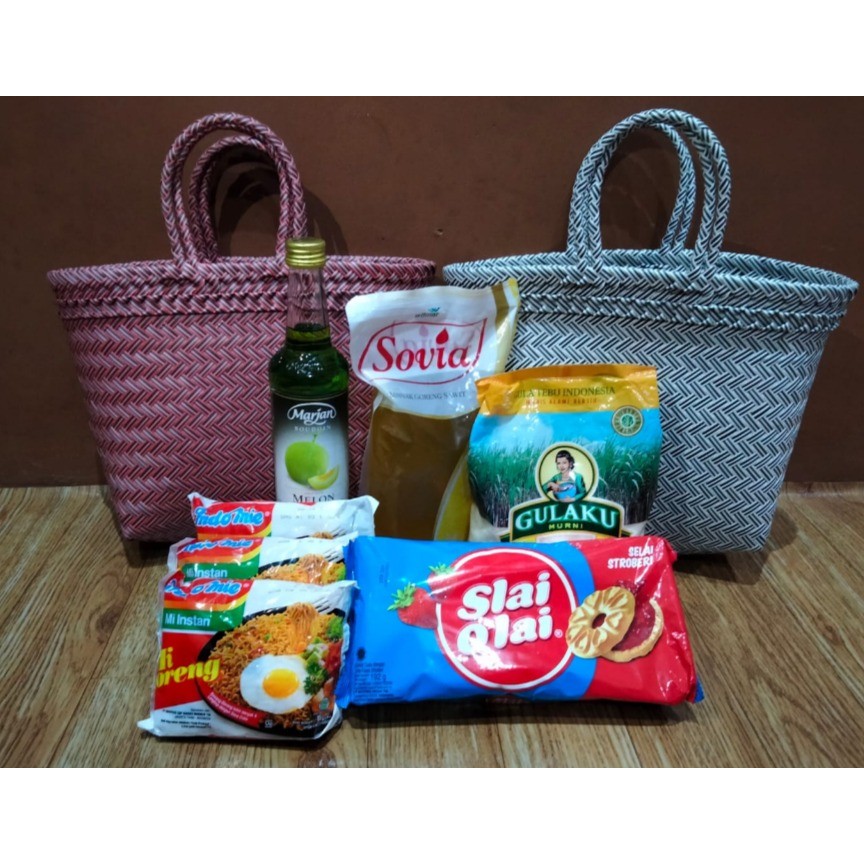 Jual 10 Pcs Tas Anyaman Motif Halus S / Tas Hampers Sembako / Tas ...