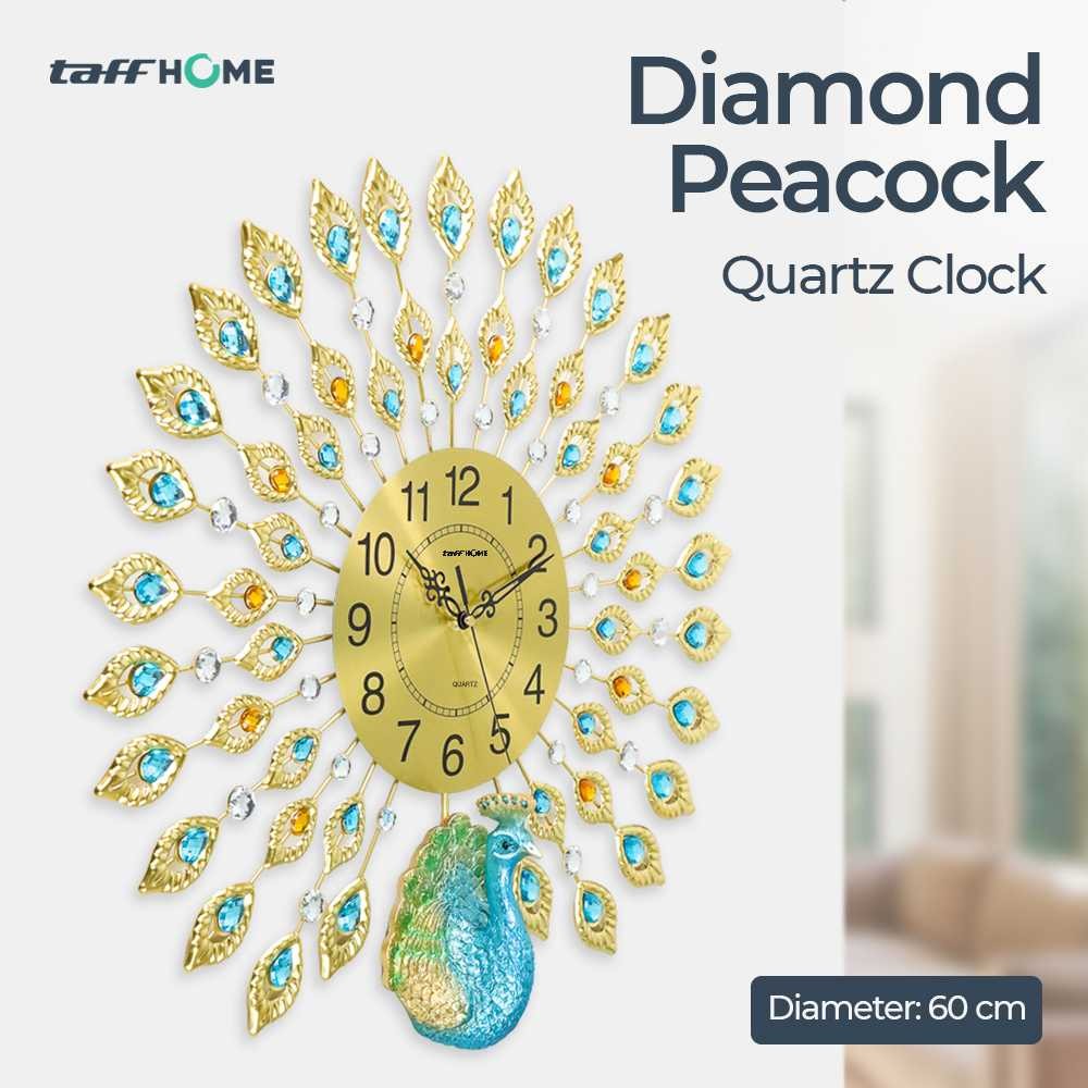 Jual Jam Dinding Bulat Quartz Clock Diamond Peacock 60cm | Shopee Indonesia