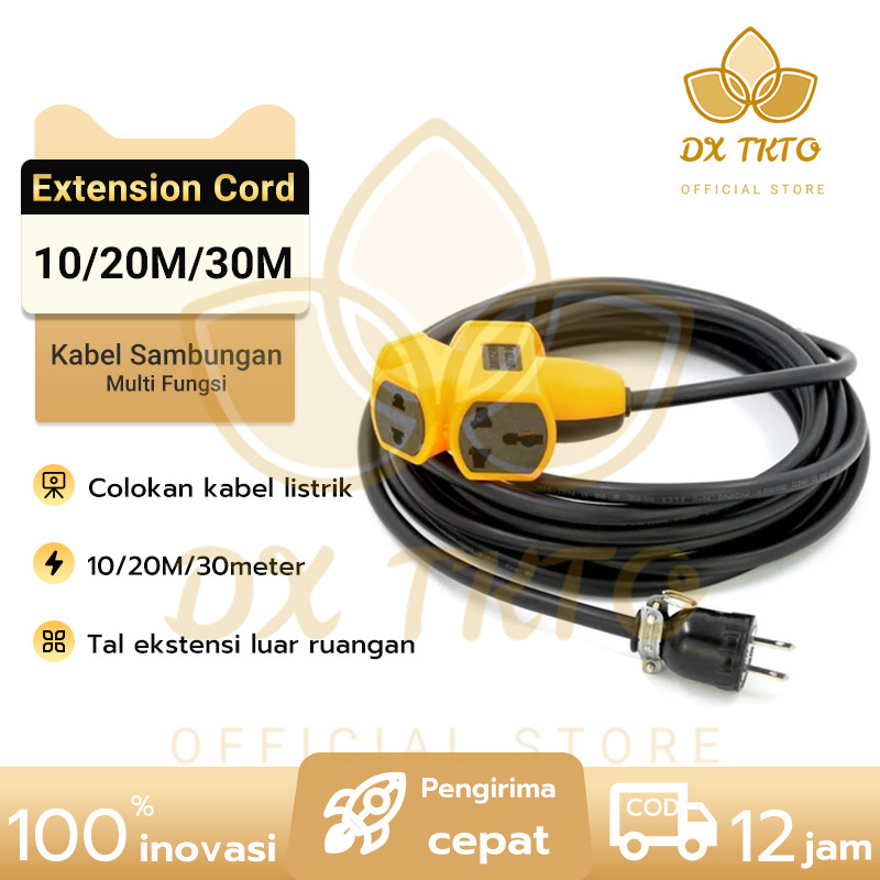 Jual DX TOKO 3600W Kabel Ekstensi Extension Cord 30 Meter 20 Meter 10 ...