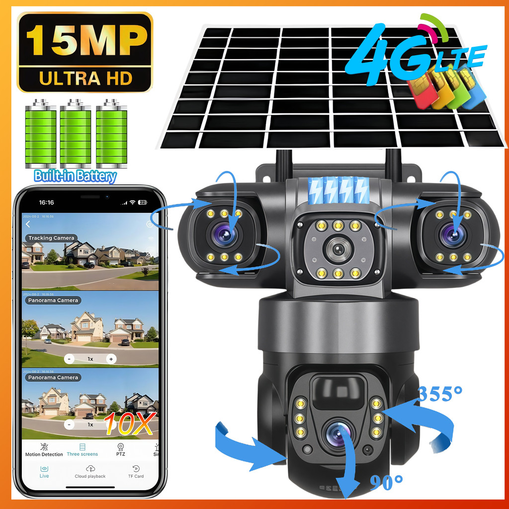 Jual V380 PRO 3 Lens 4G Solar Camera HD 15 MP 360 Outdoor Waterproof ...