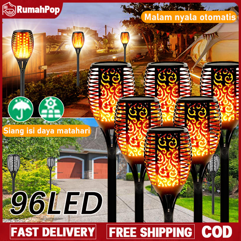 Jual LED Lampu Taman Tancap Model Obor Tenaga Surya / Lampu Api Taman ...