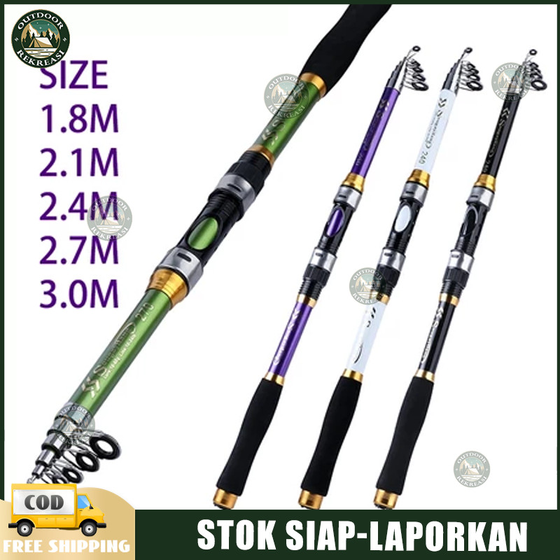 Jual Joran Spinning Teleskopik 1.8m-3.3m Carbon Casting Jauh 100m ...