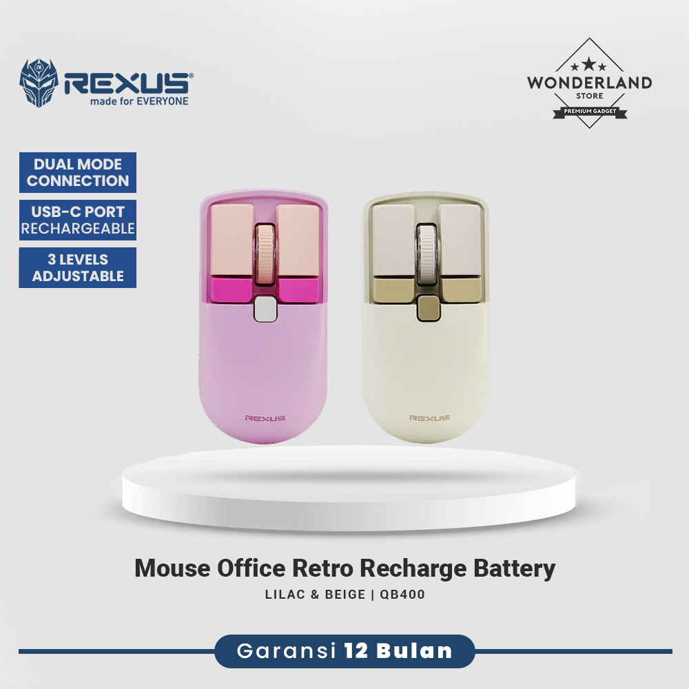 Jual Rexus QB400 Mouse Office Retro Design Rechargeable Pixart Sensor ...