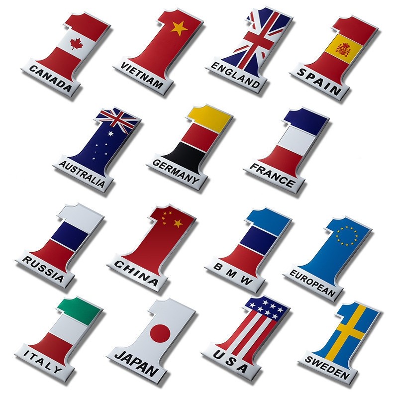 Jual Sticker Emblem 3D NUMBER ONE Flag Premium Logo Bendera No.1 Metal ...