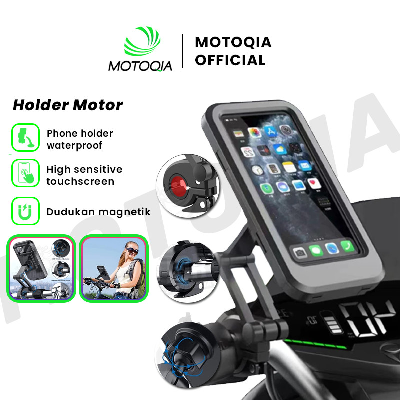 Jual MOTOQIA Phone Holder Motor Waterproof Tempat dudukan Hp di stang Sepeda Anti Air Stand ...