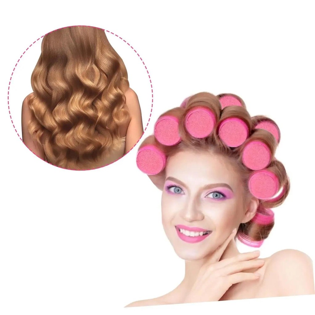 Jual Self Grip Heatless Hair Rollers Hair Curlers No Heat Hair Bang ...