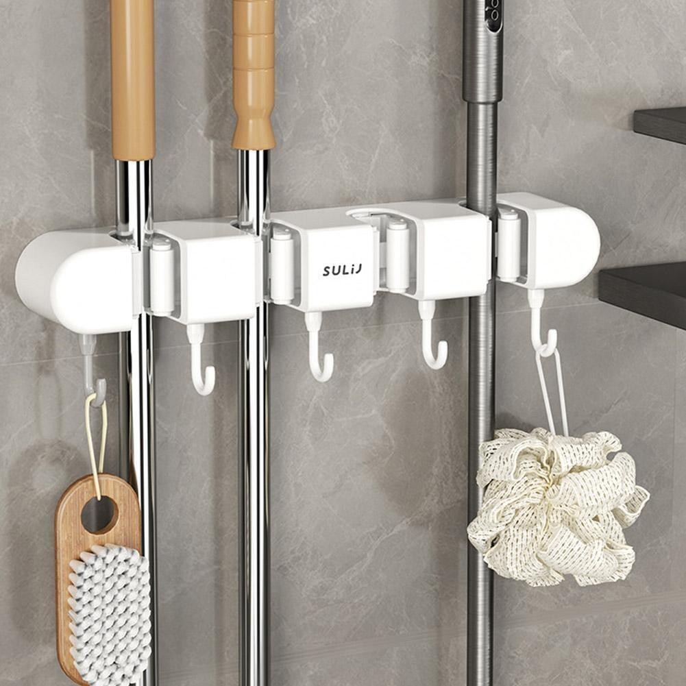 Jual Holder Tempat Gantung Sapu Dan Pel Tempel Ke Dinding 6 Hook ...
