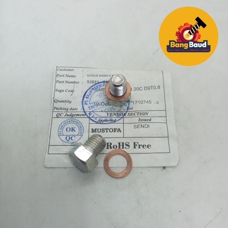 Jual BAUT TAP OLI M10X10 BAUT 14 BAUD OLI VESPA ORIGINAL 1set baut dan ...