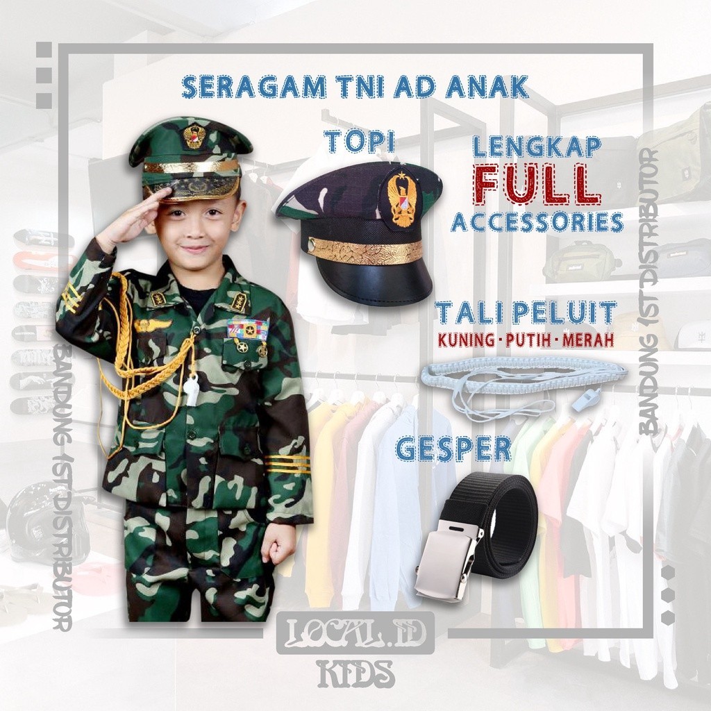 Jual QC94EV Baju seragam profesi TNI AD anak costum TNI ANGKATAN DARAT ...