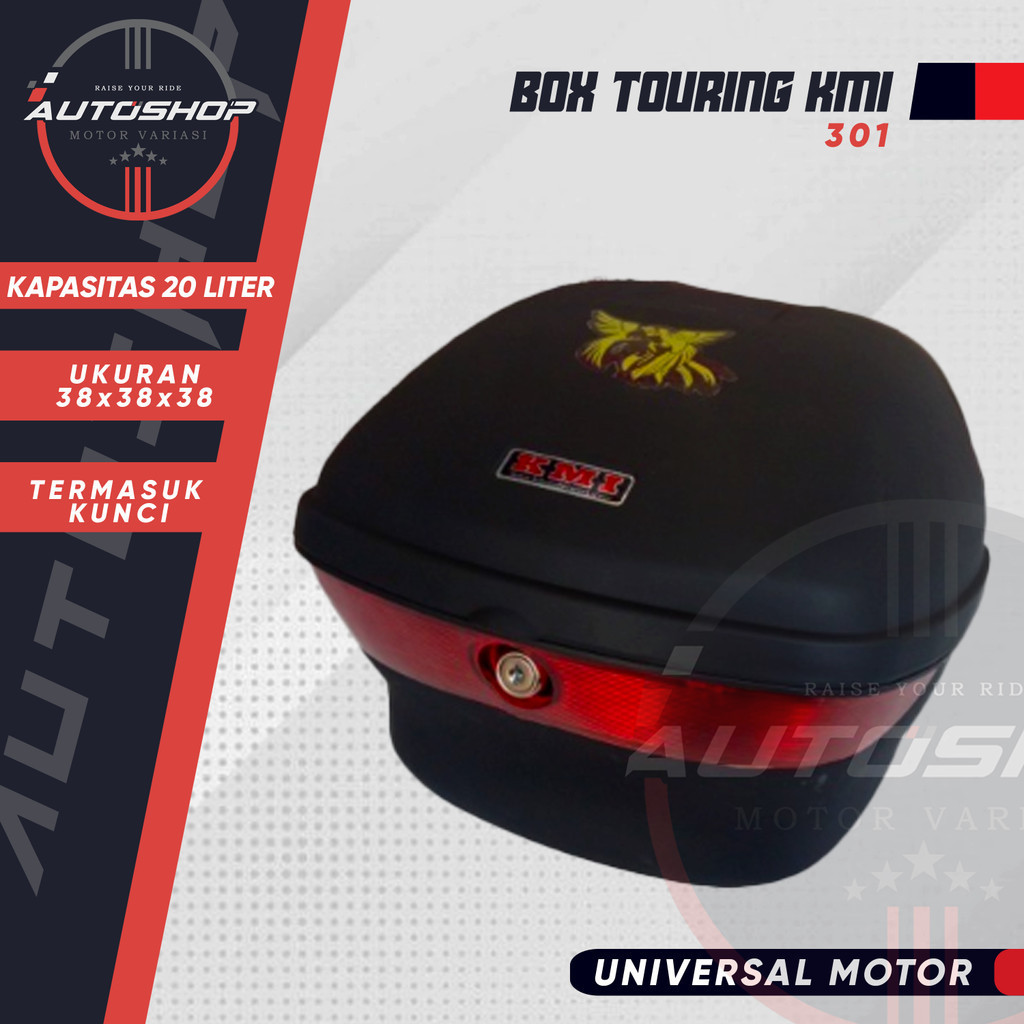 Jual Box KMI Touring Box Bagasi Barang Motor 20 LITER 301 Universal Motor | Shopee Indonesia
