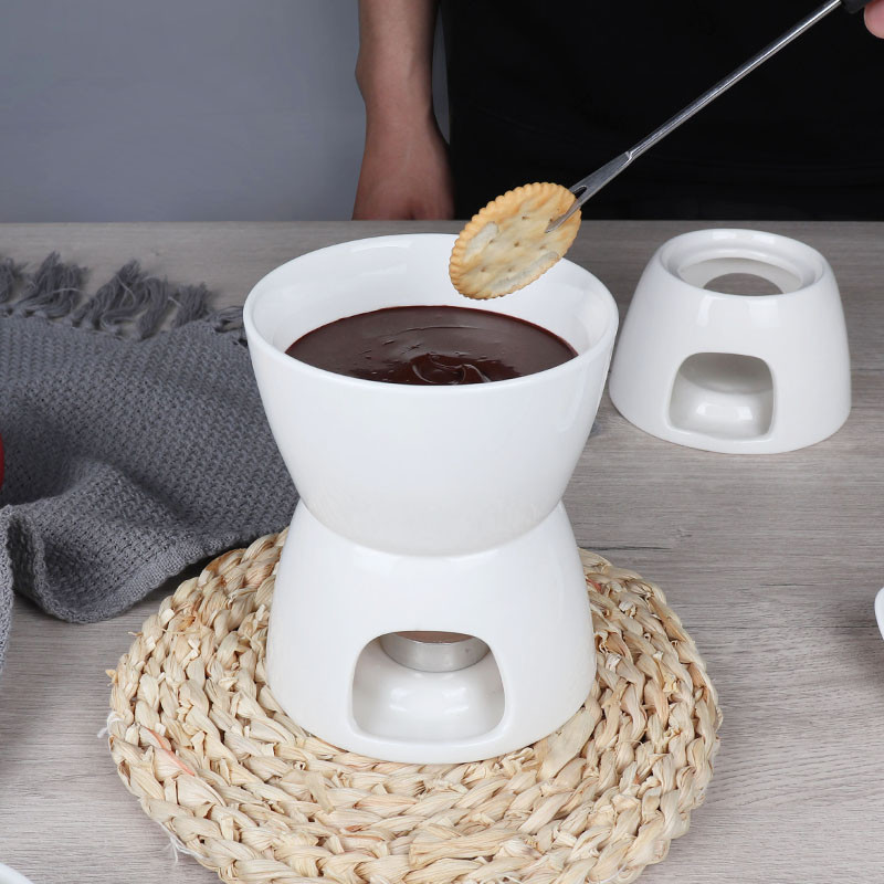 Jual Mini Fondue Set with Candle/fork Custom Ceramic Fondue Pot Swiss ...