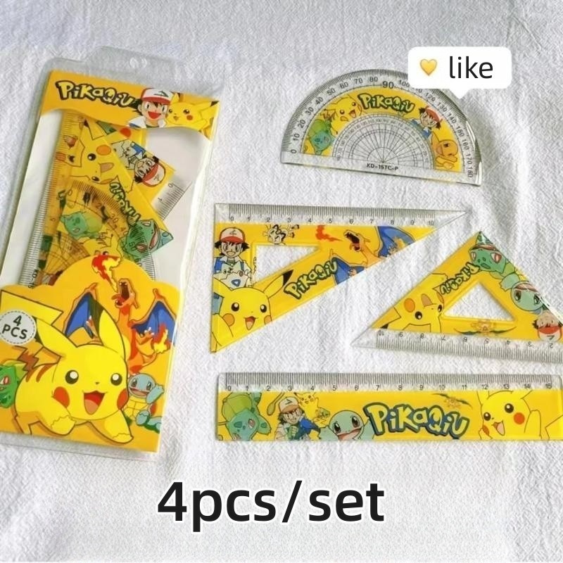 Jual Pokemon Cartoon Peripheral Cartoon Pikachu Ruler Set 4-piece ...