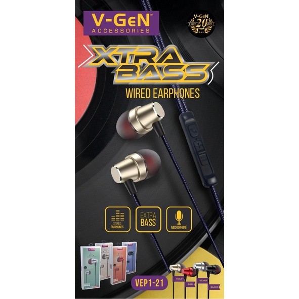 Jual [POA] Handsfree V-GeN VEP1-21 Wired Earphone Headset Stereo Sound ...
