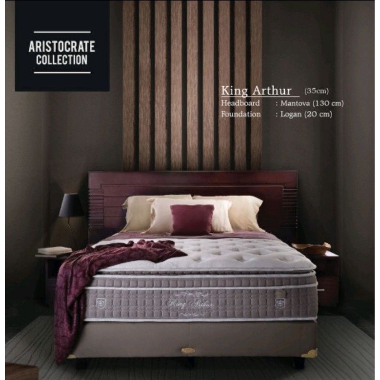 Jual king arthur by central spring bed set bonus 2 bantal | Shopee ...