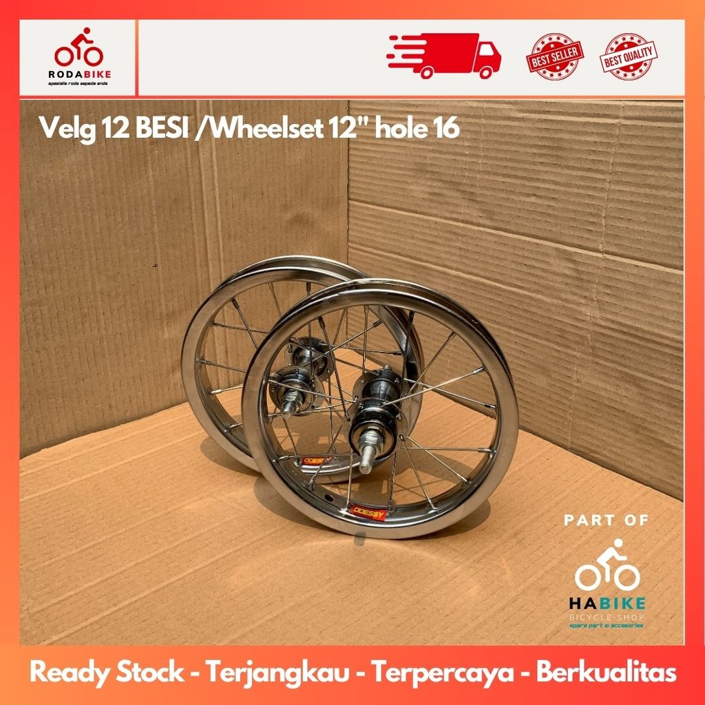 Jual Velg Sepeda Jadi 12 Besi Depan/Belakang Wheelset Besi Sepeda 12 ...