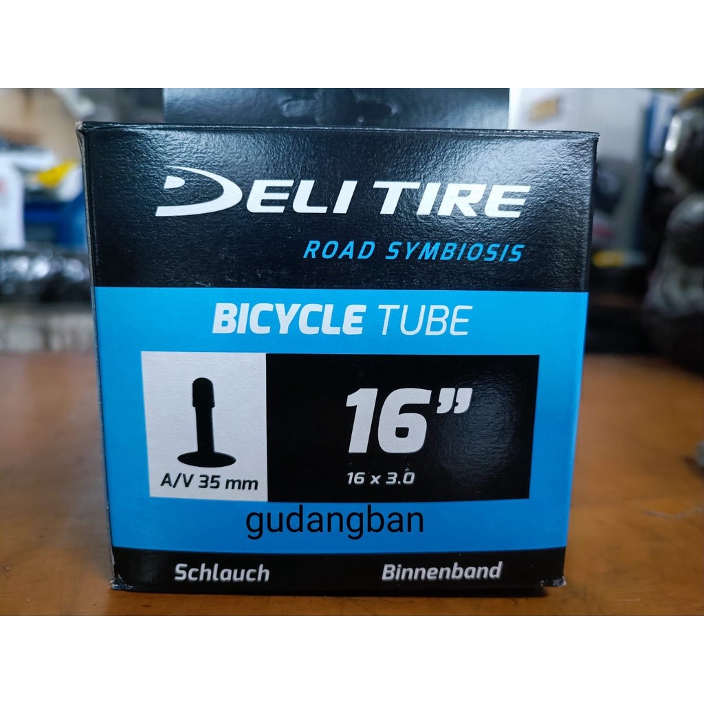 Jual (Kardus BIRU) BAN DALAM !! Sepeda Listrik Lipat 16 X 2.50 / 3.0 Pentil lurus A/V 35 mm Deli ...