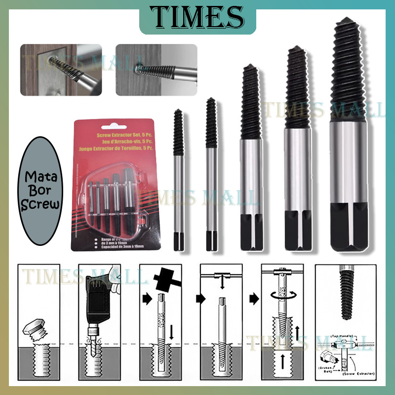 Jual 1Set 5 Pcs Ekstraktor Sekrup Rusak / Set 5pcs Alat Pembuka Baut ...