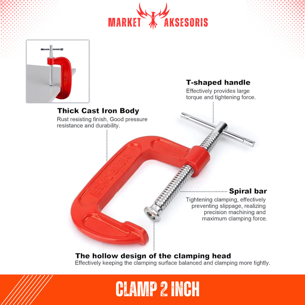 Jual Catok kayu Klem C 2 Inch Alat Press Penjepit Papan Kayu Heavy Duty ...