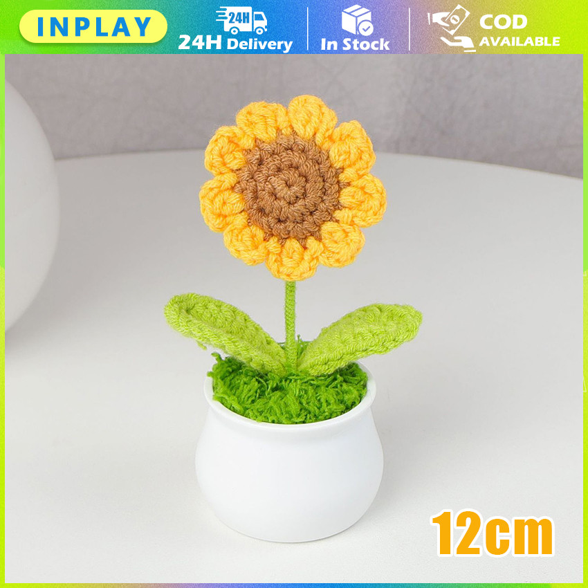 Jual Bunga Matahari Rajutan / Bunga Crochet Puff Pot / Buket Bunga ...