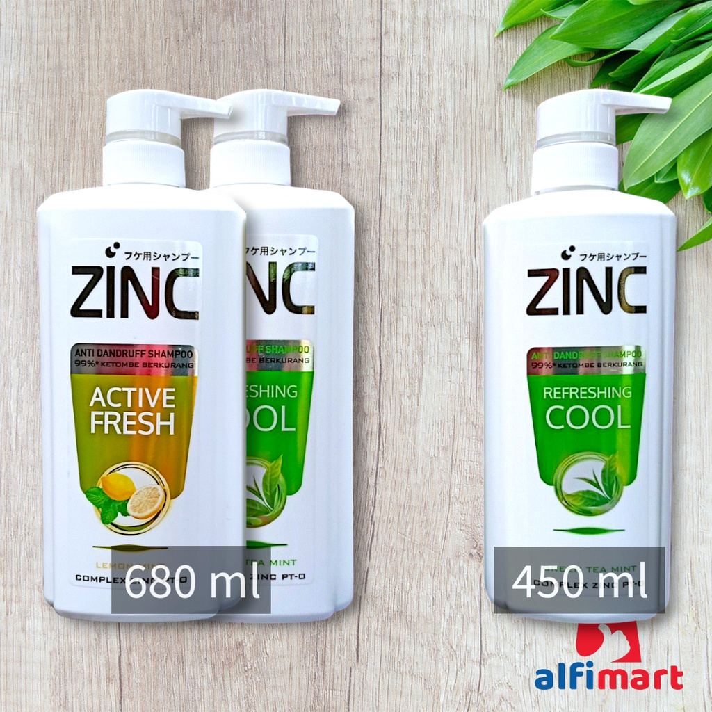 Jual Shampoo ZINC 450ml 680ml kemasan pump / Shampo ZINC Active Fresh ...