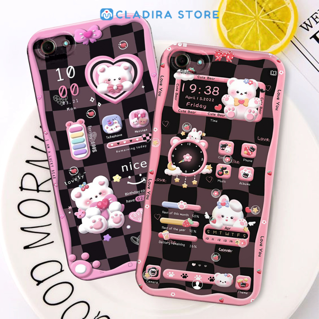 Jual [Cladira Store] SOFTCASE OPPO A83 Motif Cute Bear Black Pink ...