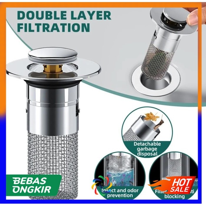 Jual Saringan Wastafel Cuci Piring Penutup Lubang Floor Drain Plug | Shopee Indonesia