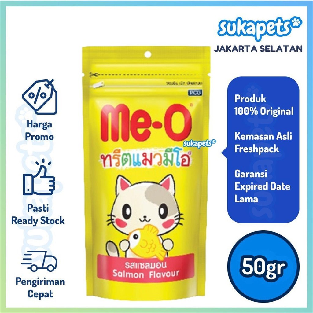 Jual Meo Dry Cat Treats Snack Kucing Kering Rasa Salmon 50gr | Shopee Indonesia