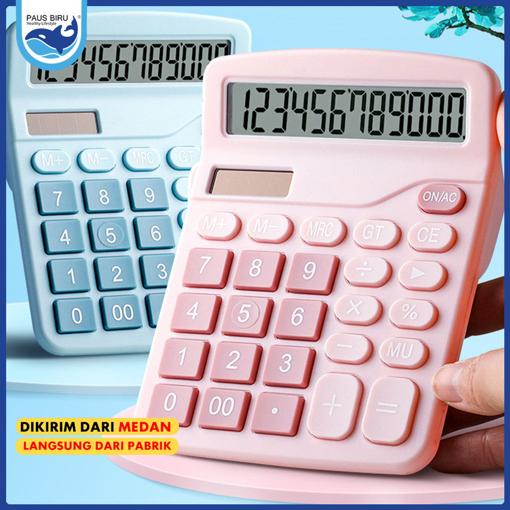 Jual Paus Biru Medan- Kalkulator Digital 12-Bit Electronic Calculator Baterai dan Energi Surya ...