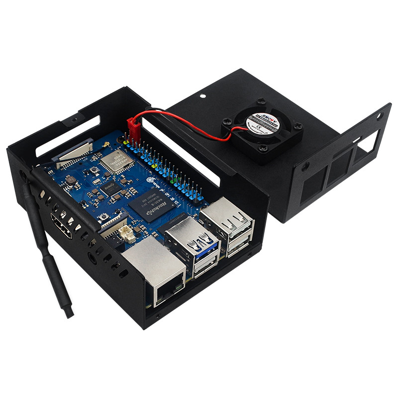 Jual New Orange Pi 3B Metal Case Black Aluminum Shell with Cooling Fan ...
