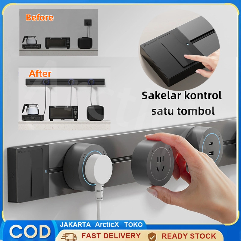Jual Stop Kontak Tanam Tembok Track Socket 30-50cm Soket Track Daya ...