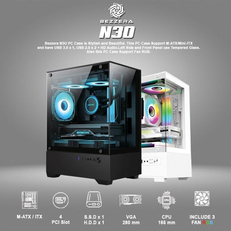Jual Casing PC Gaming Bezzera N30 | USB 3.0 + 3 Free Fan RGB Lighting ...