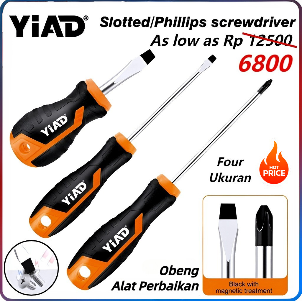 Jual [COD] YIAD 6-in-1 Set Obeng Magnetik | Obeng Phillips, Obeng ...