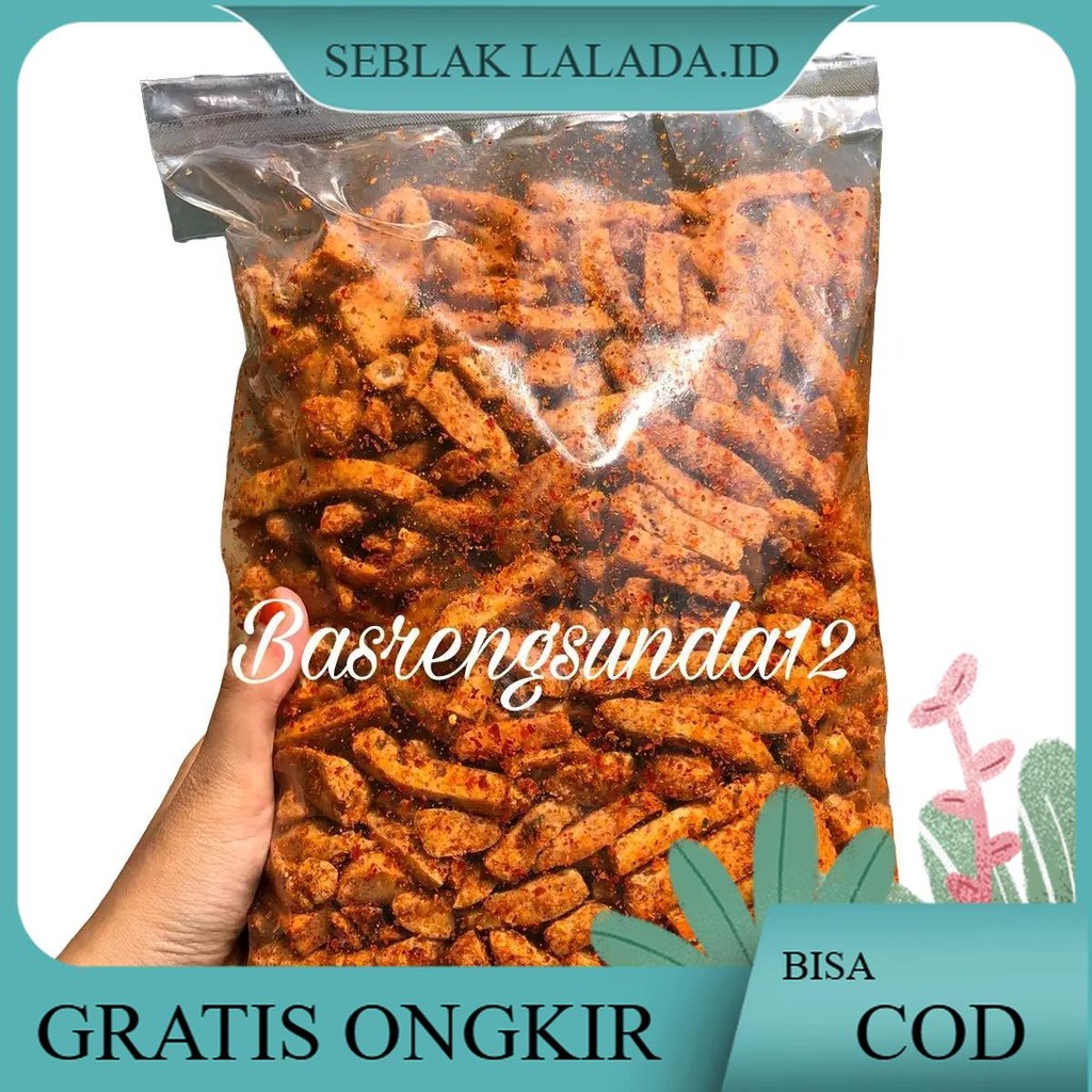 Jual Basreng/Baso goreng Mercon Pedas Extra Daun jeruk 500 gram Cemilan ...