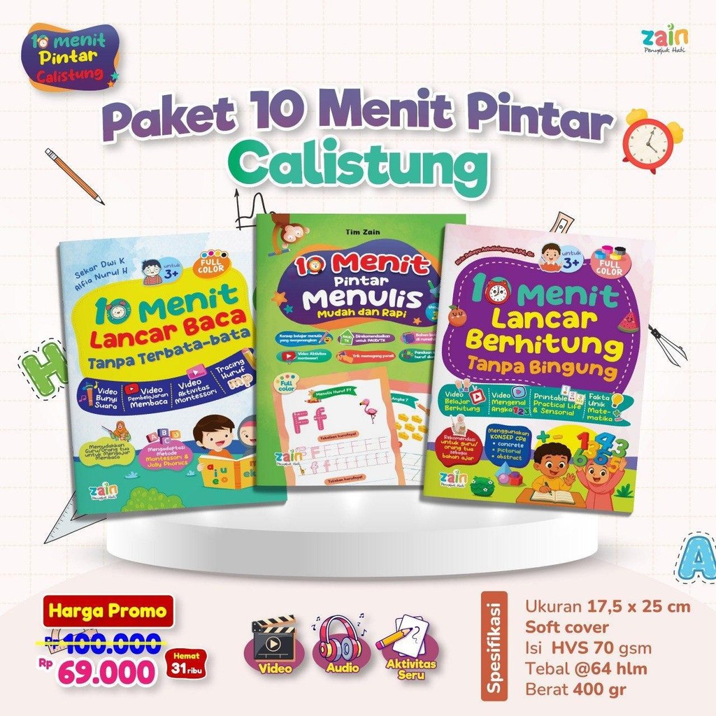 Jual Calistung anak TK SD lengkap paud 10 menit lancar membaca kelas 1 ...