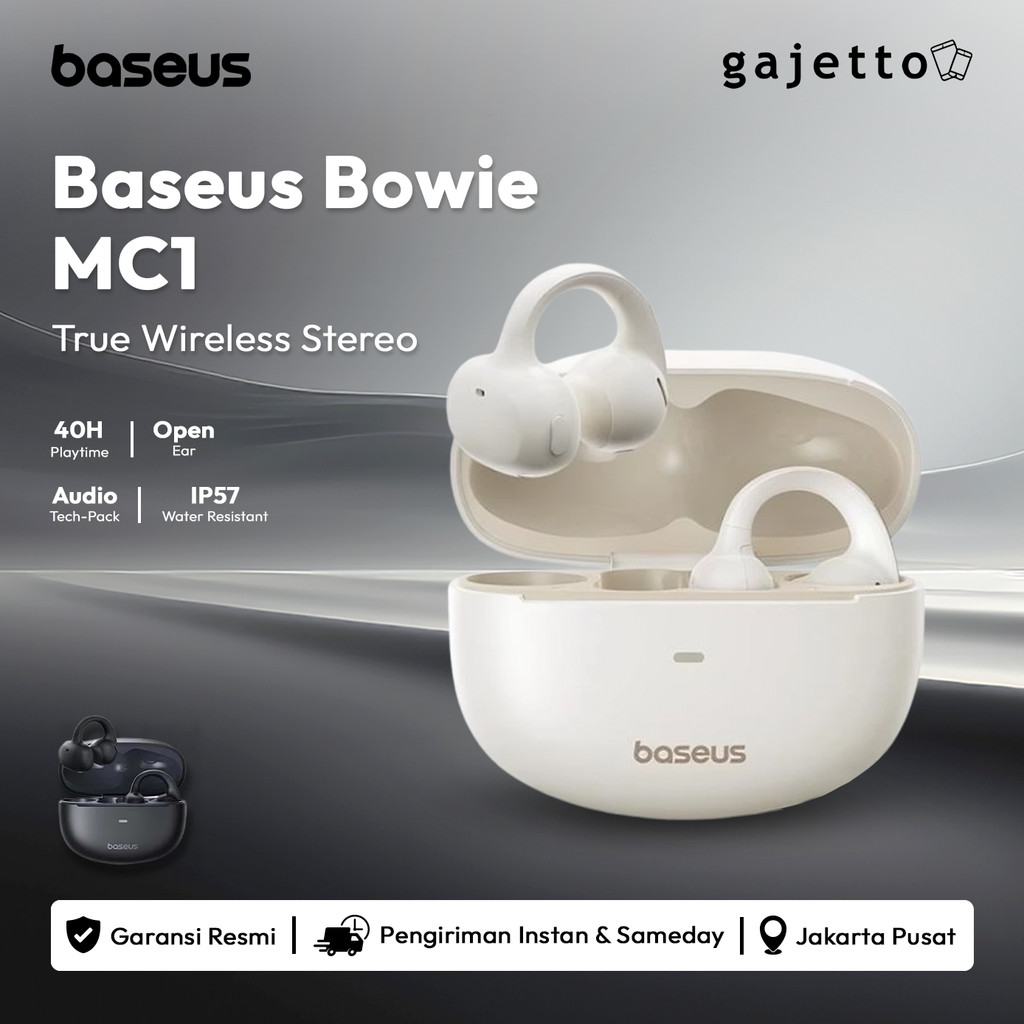 Jual Baseus Bowie MC1 OWS Open Ear Clip Wearable Stereo Headset Bluetooth 5.4 Sport True ...