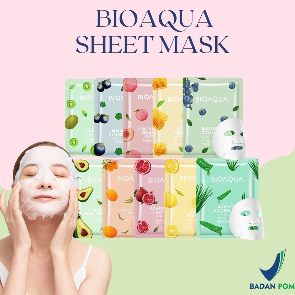 Jual BIOAQUA SHEET MASK facial sheet mask masker wajah fruit veggies ...