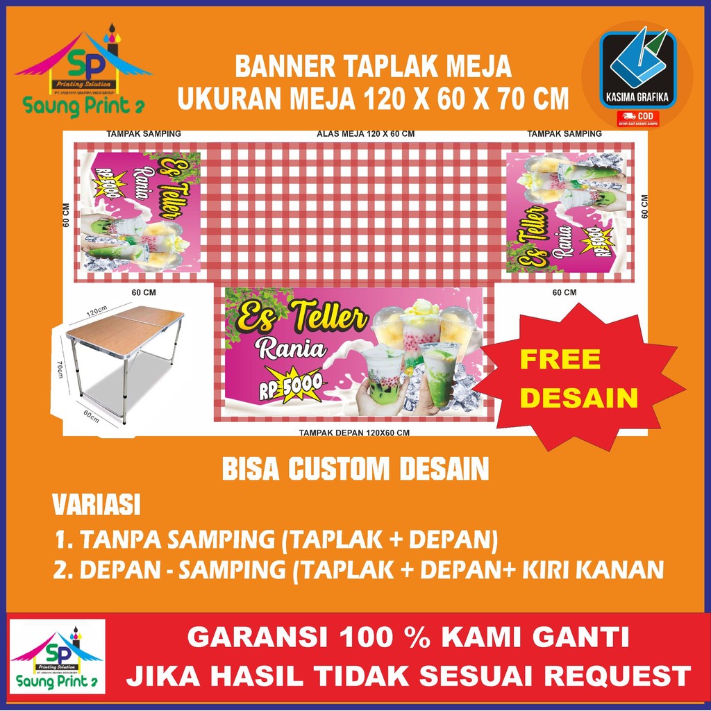 Jual Banner Taplak Meja Jualan untuk Meja Lipat Aesthetic Bisa Custom ...