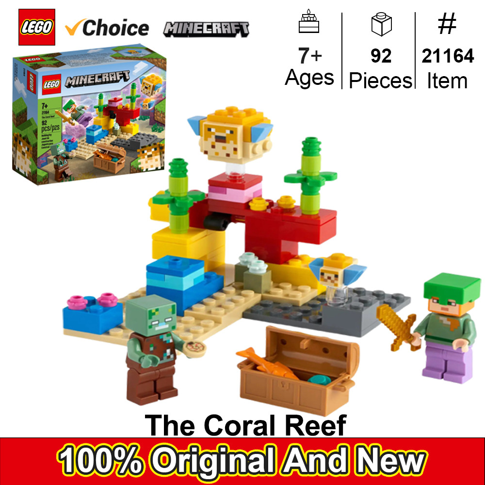 Jual LEGO 21164 Minecraft The Coral Reef Toy Building Set Pretend Play ...