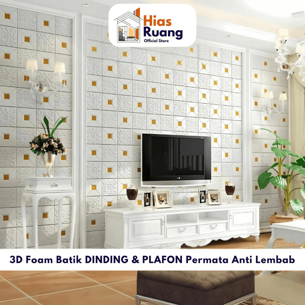 Jual [5 Warna & 2 Motif] 3D Foam Batik DINDING & PLAFON Permata Anti ...