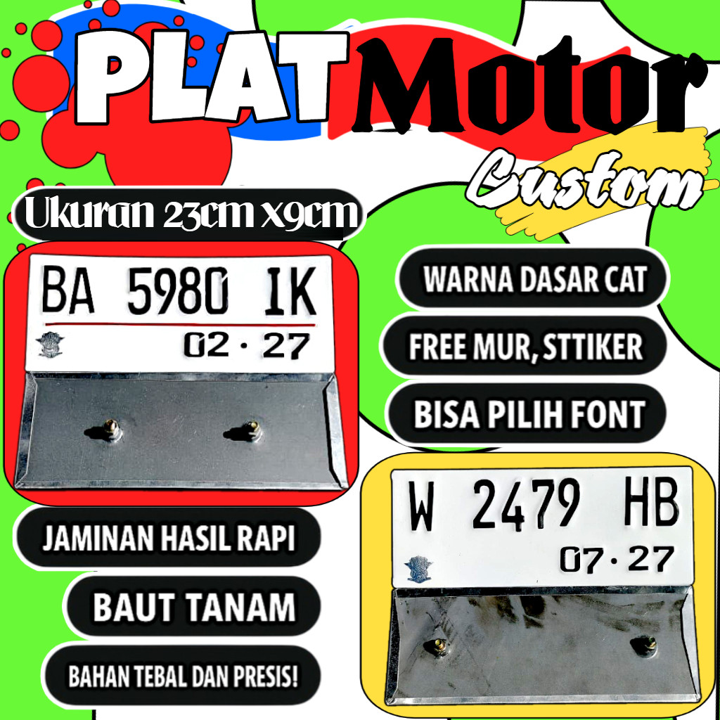 Jual Plat motor custom warna putih satu pasang plat motor variasi warna ...