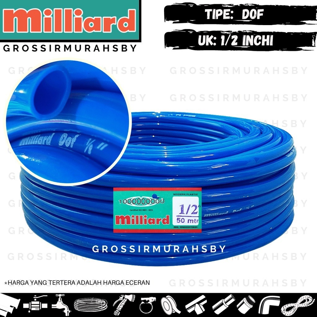 Jual SELANG AIR MILLIARD DOF 1/2 INCHI ( HARGA PERMETER ) | Shopee Indonesia
