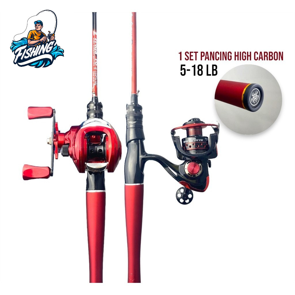 Jual 1 Set Alat Pancing Joran Spinning & Casting Uk. 1.65m-1.80m 5-18lb Jigging Lure Maxdrag ...