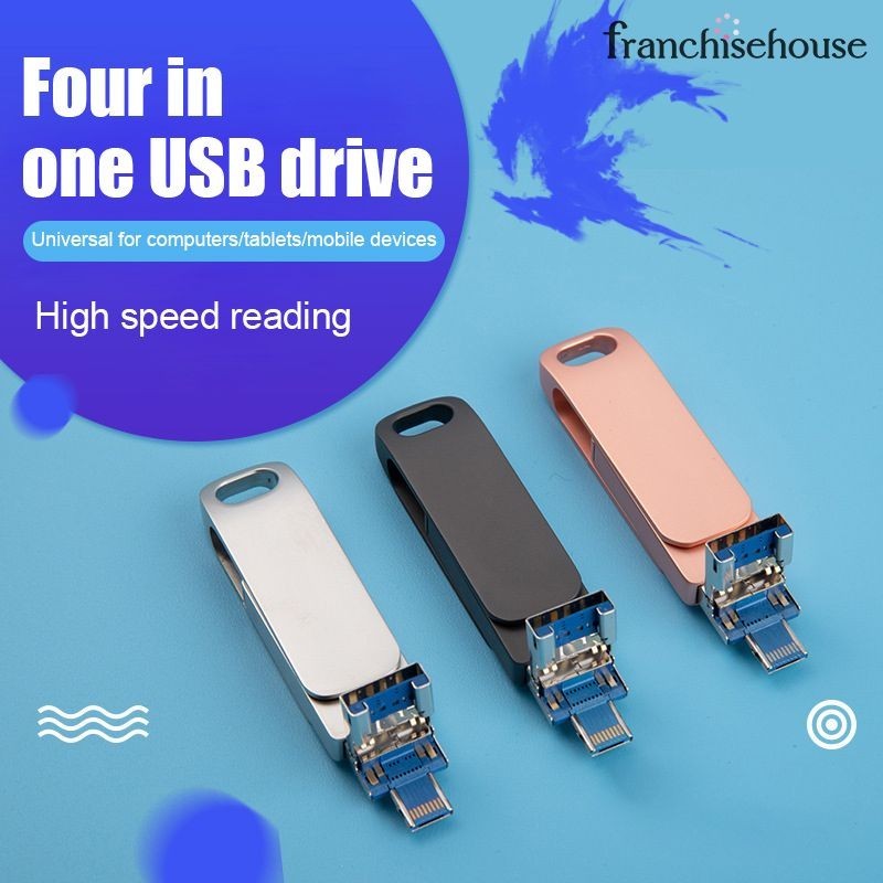 Jual Rotation Pen Drive for iPhone/Android/PC [ISO+Type-c+USB] 3 in 1 ...